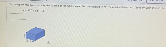 Solved You are given the expression for the volume of the | Chegg.com