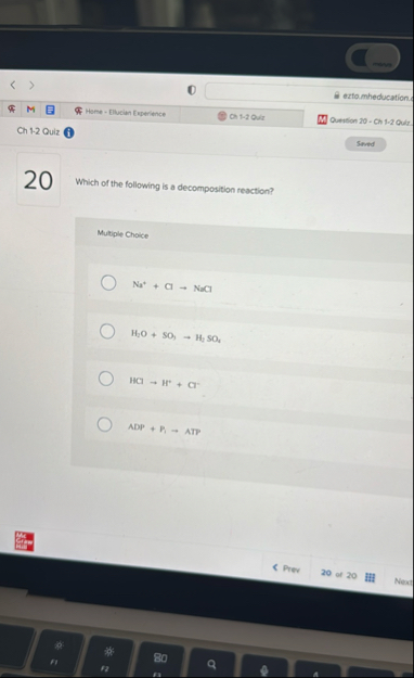 Solved 20Which of the following is a decomposition | Chegg.com