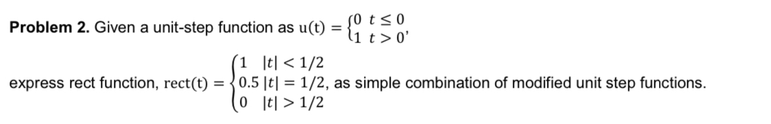 Solved Problem 2. ﻿Given a unit-step function as | Chegg.com
