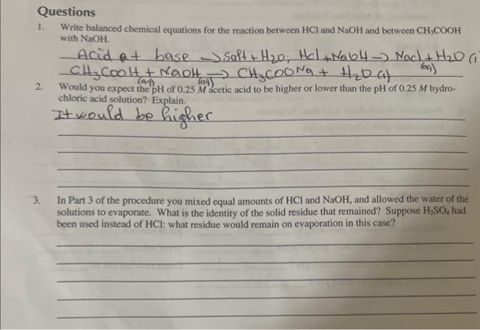 Solved Questions Write balanced chemical equations for the | Chegg.com