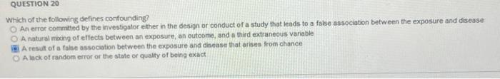 Solved Which of the following defines confounding? An error | Chegg.com