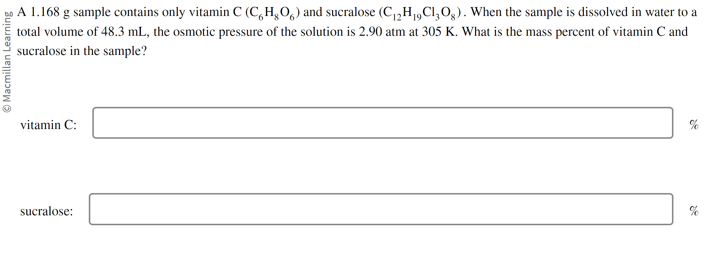 Solved מ ﻿A 1.168g ﻿sample contains only vitamin C(C6H8O6) | Chegg.com