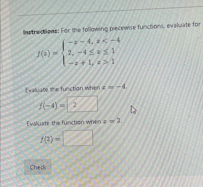 Solved Instructions: For the following piecewise functions, | Chegg.com