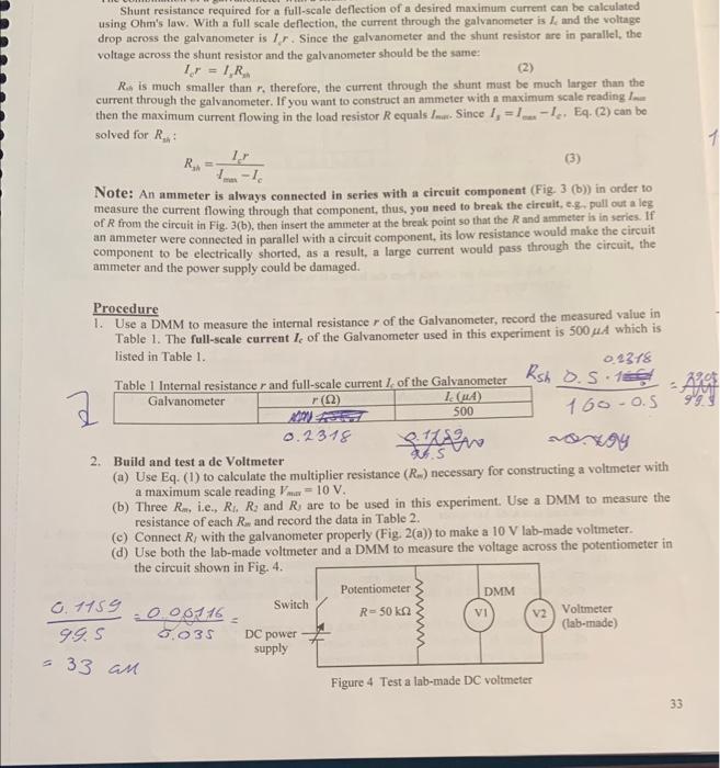 Shunt resistance required for a full-scale deflection | Chegg.com
