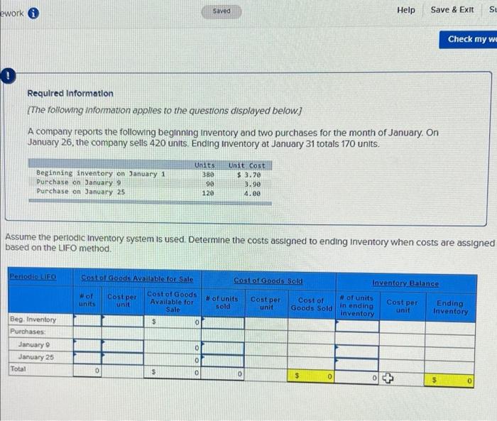 Solved saved ework Help Save & Exit SL Check my we Required | Chegg.com