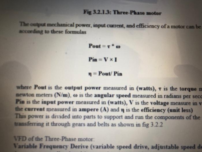 Fig 3.2.1.3: Three-Phase motor The output mechanical | Chegg.com