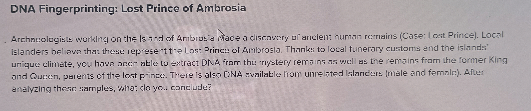 Solved DNA Fingerprinting: Lost Prince of | Chegg.com