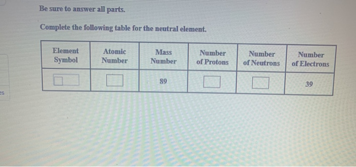 Solved Be sure to answer all parts. Complete the following | Chegg.com