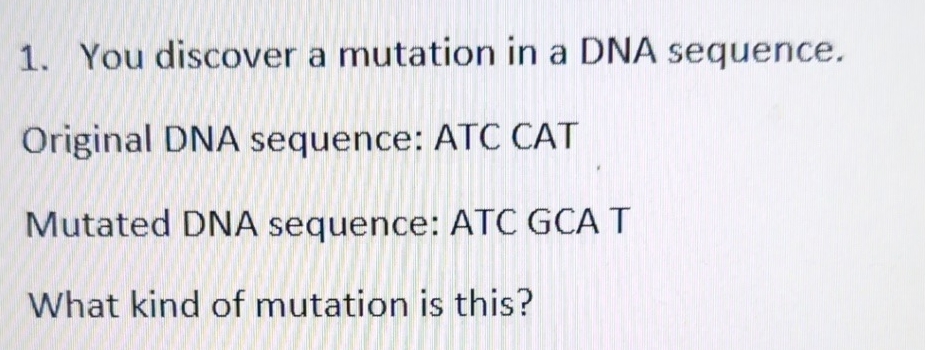 Solved You discover a mutation in a DNA sequence.Original | Chegg.com