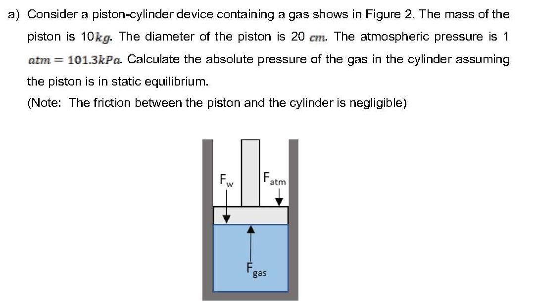 Solved a) ﻿Consider a piston-cylinder device containing a | Chegg.com