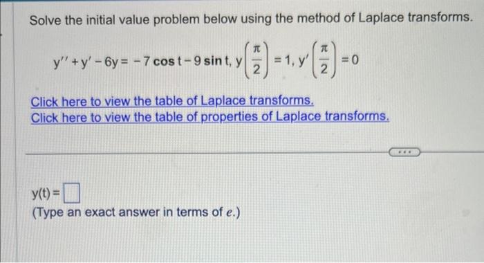 Solved Solve the initial value problem below using the | Chegg.com