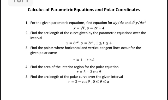 Solved Calculus of Parametric Equations and Polar | Chegg.com