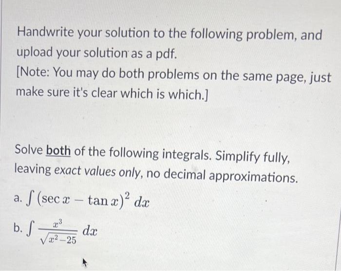 Solved Handwrite your solution to the following problem, and | Chegg.com