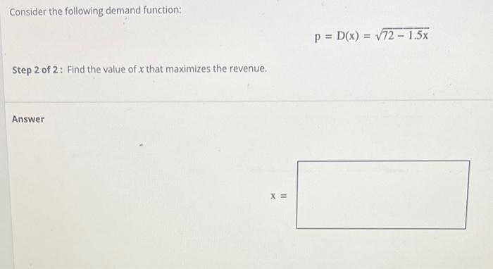 Consider the following demand function: | Chegg.com
