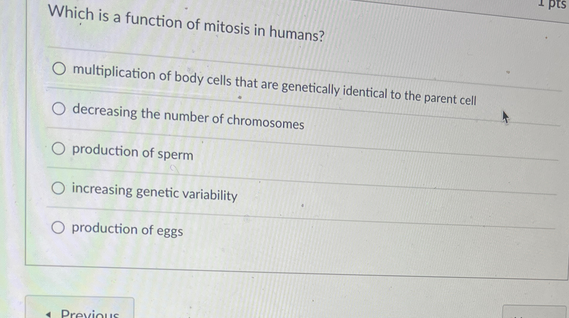 Solved Which is a function of mitosis in | Chegg.com