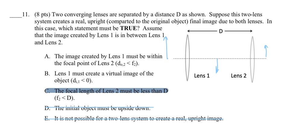 Solved by an EXPERT (8 ﻿pts) ﻿Two converging lenses are separated by a | Chegg.com