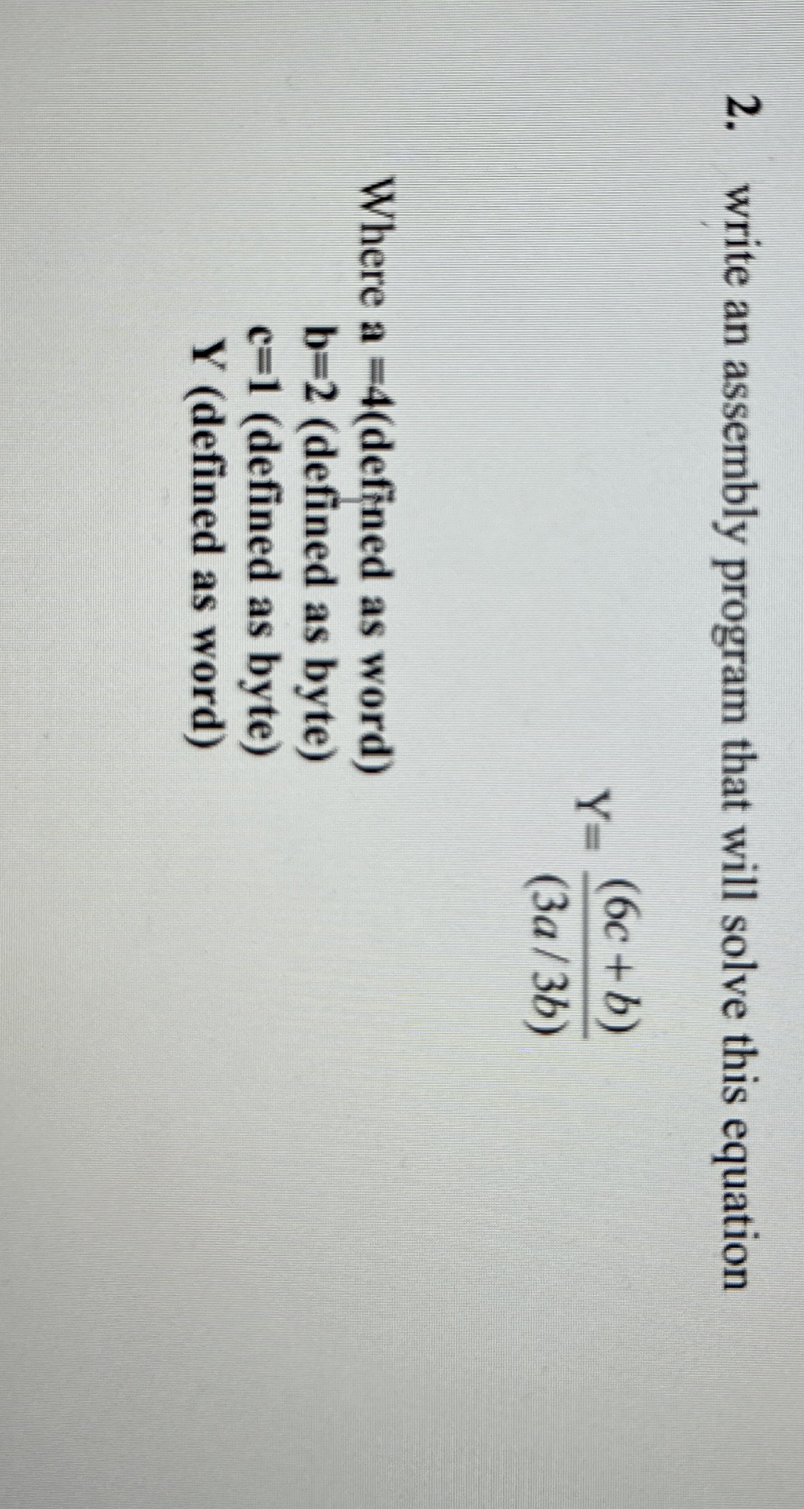 Solved write an assembly program that will solve this | Chegg.com