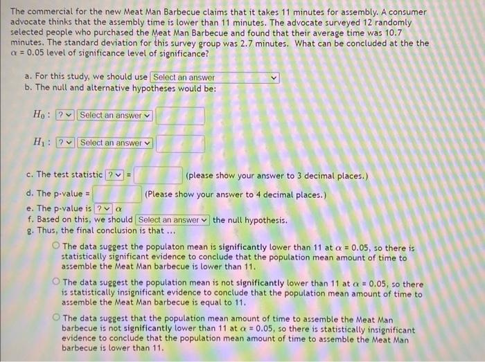 Solved The commercial for the new Meat Man Barbecue claims | Chegg.com