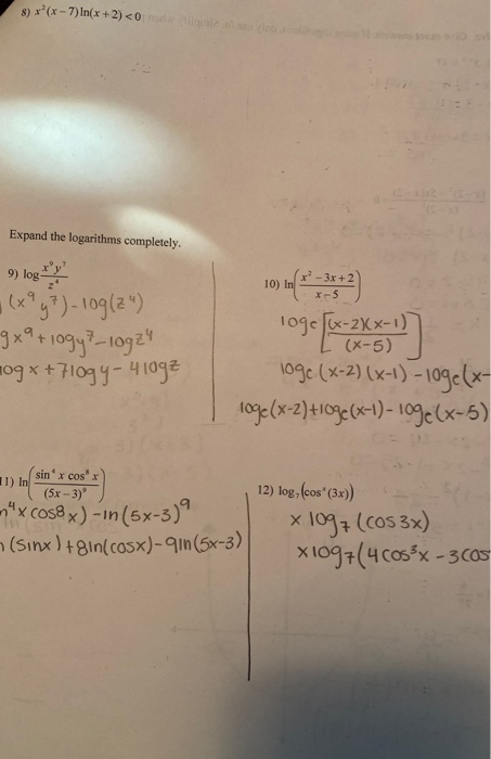 Solved 8) x(x - 7) In(x + 2)