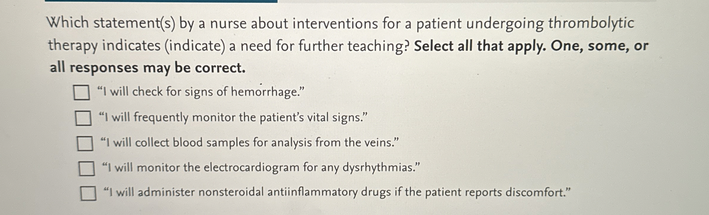 Solved Which statement(s) ﻿by a nurse about interventions | Chegg.com