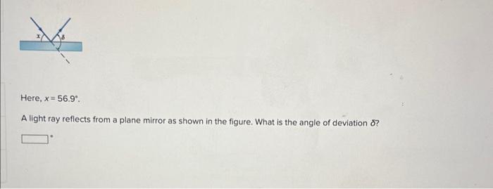 Solved Here, x=56.9∘. A light ray reflects from a plane | Chegg.com