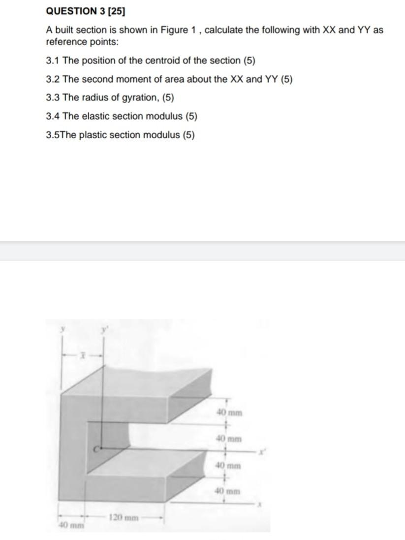 Solved QUESTION 3 (25) A built section is shown in Figure 1, | Chegg.com