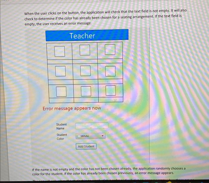 Solved GUI Assignment You will be creating a seating | Chegg.com