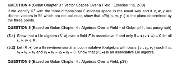 Solved QUESTION 4 (Golan Chapter 3: Vector Spaces Over a | Chegg.com