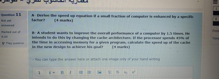 Solved Question 11 A-Derive the speed up equation if a small | Chegg.com