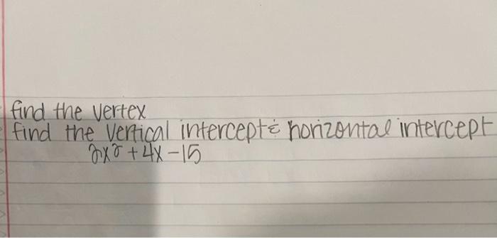 Solved find the vertex find the vertical intercepti | Chegg.com