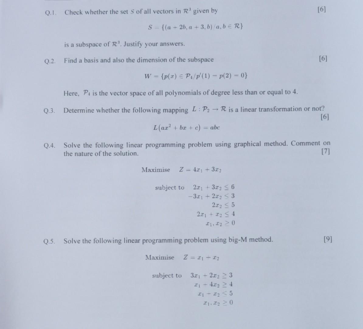 Solved Q.1. Check whether the set S of all vectors in R3 | Chegg.com