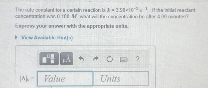Solved The rate constant for a certain reaction is | Chegg.com