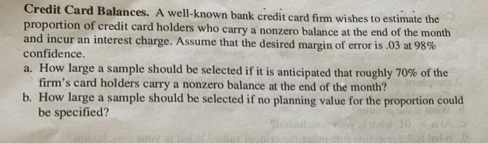 Solved Credit Card Balances. A well-known bank credit card | Chegg.com