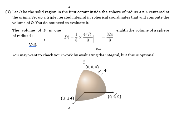 Solved (3) ﻿Let D ﻿be the solid region in the first octant | Chegg.com