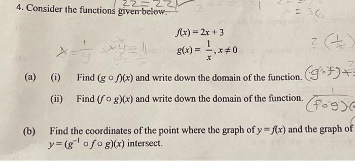 Solved 22= 4. Consider the functions given below. 3 لما x = | Chegg.com
