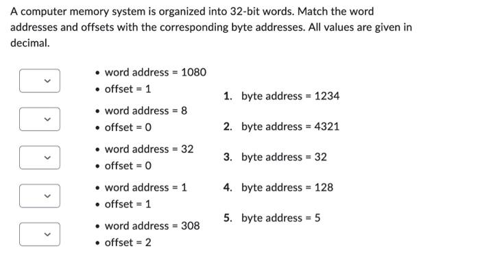 Solved A computer memory system is organized into 32 -bit | Chegg.com
