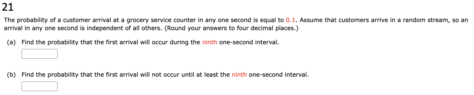Solved 21The probability of a customer arrival at a grocery | Chegg.com