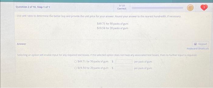 Solved Question 2 of 10, Step 1 of 1 0/10 Correct Use unit | Chegg.com