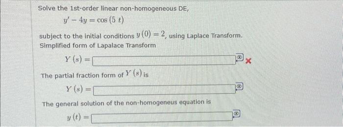 Solved Solve the 1st-order linear non-homogeneous DE, | Chegg.com