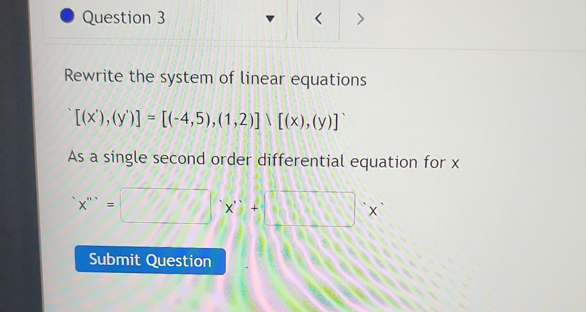Solved Rewrite the system of linear equations | Chegg.com