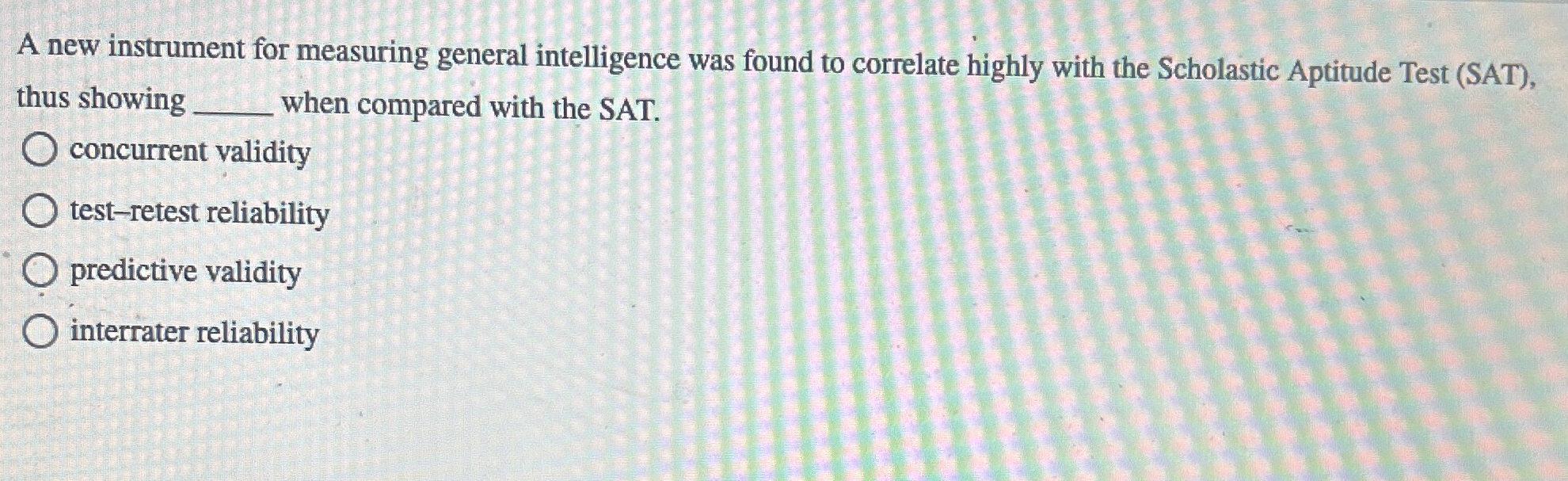 Solved A new instrument for measuring general intelligence | Chegg.com