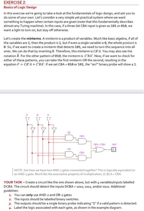 EXERCISE 2: Basics of Logic Design In this exercise | Chegg.com