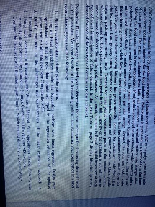 Solved ABC Company founded in 1978, produced two types of | Chegg.com