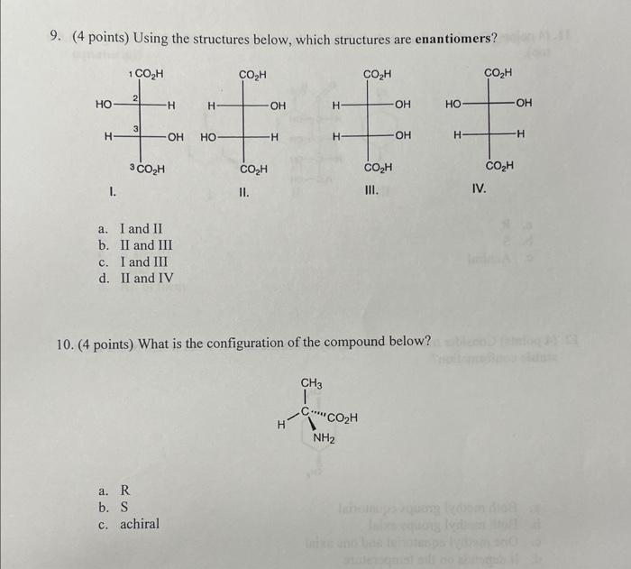 Solved 9. (4 points) Using the structures below, which | Chegg.com Solved 9. (4 points) Using the structures below, which | Chegg.com