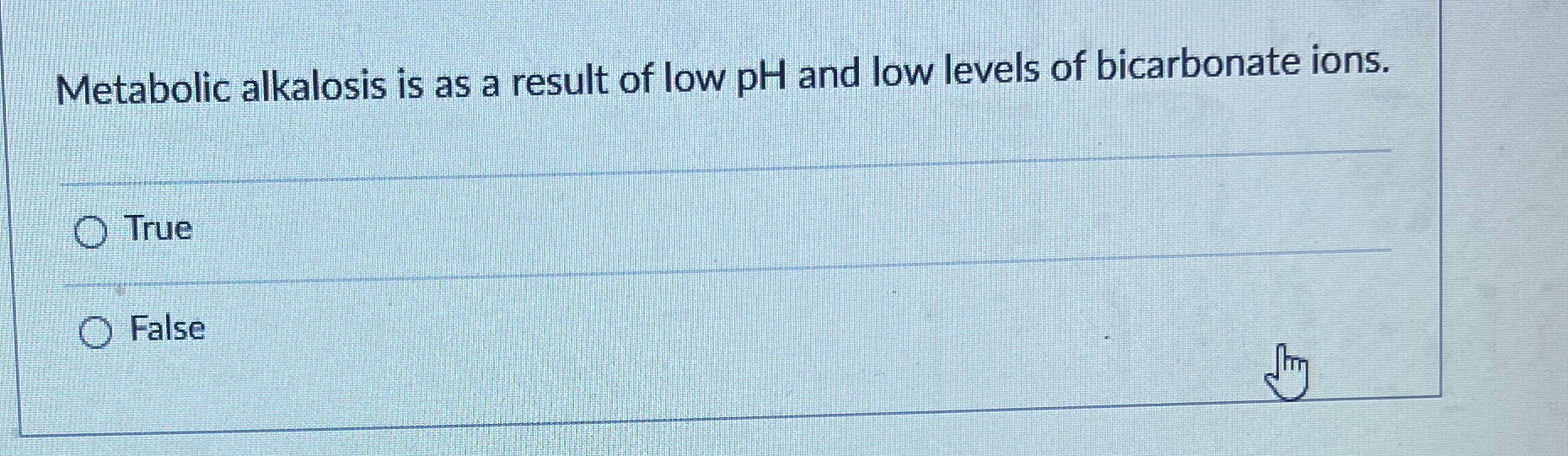 Solved Metabolic alkalosis is as a result of low pH ﻿and low | Chegg.com