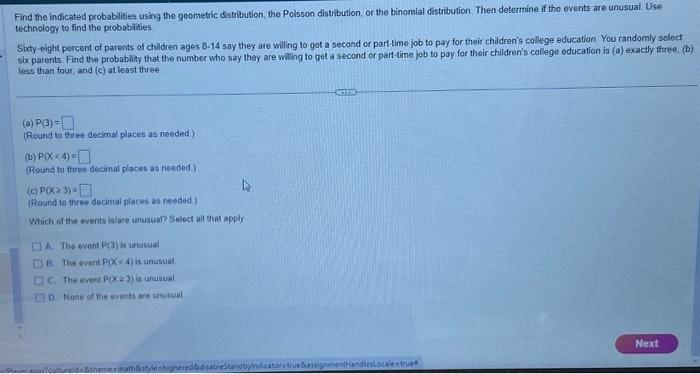 Solved Find the indicated probabilities using the geometric | Chegg.com