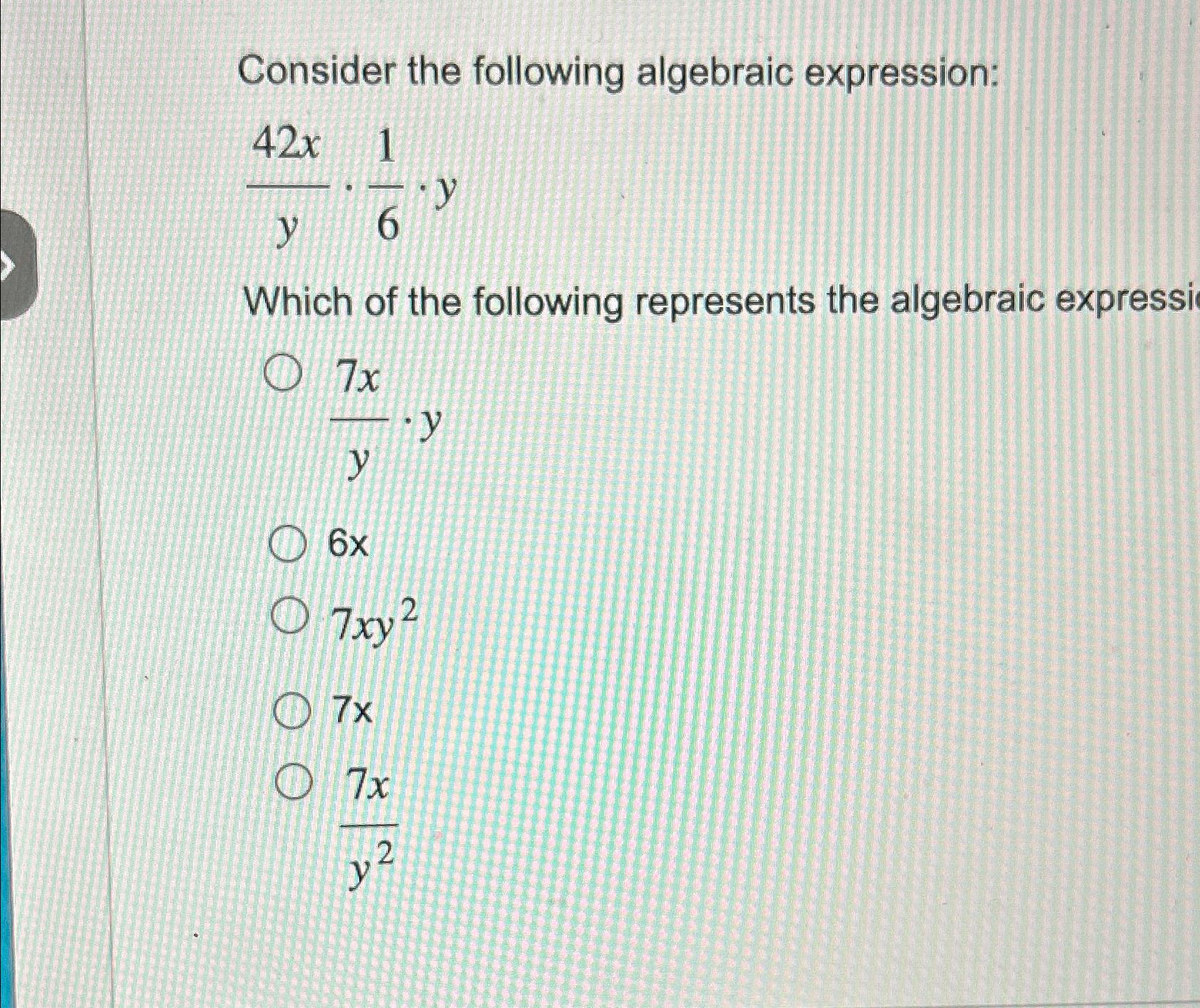 Solved Consider the following algebraic | Chegg.com