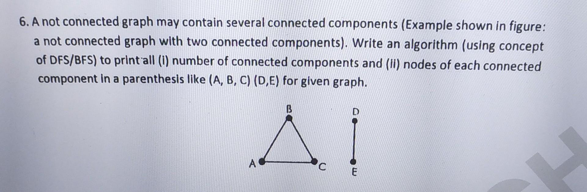 Solved 6. A not connected graph may contain several | Chegg.com
