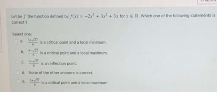 Solved Let be f the function defined by f(x)=−2x3+3x2+3x for | Chegg.com