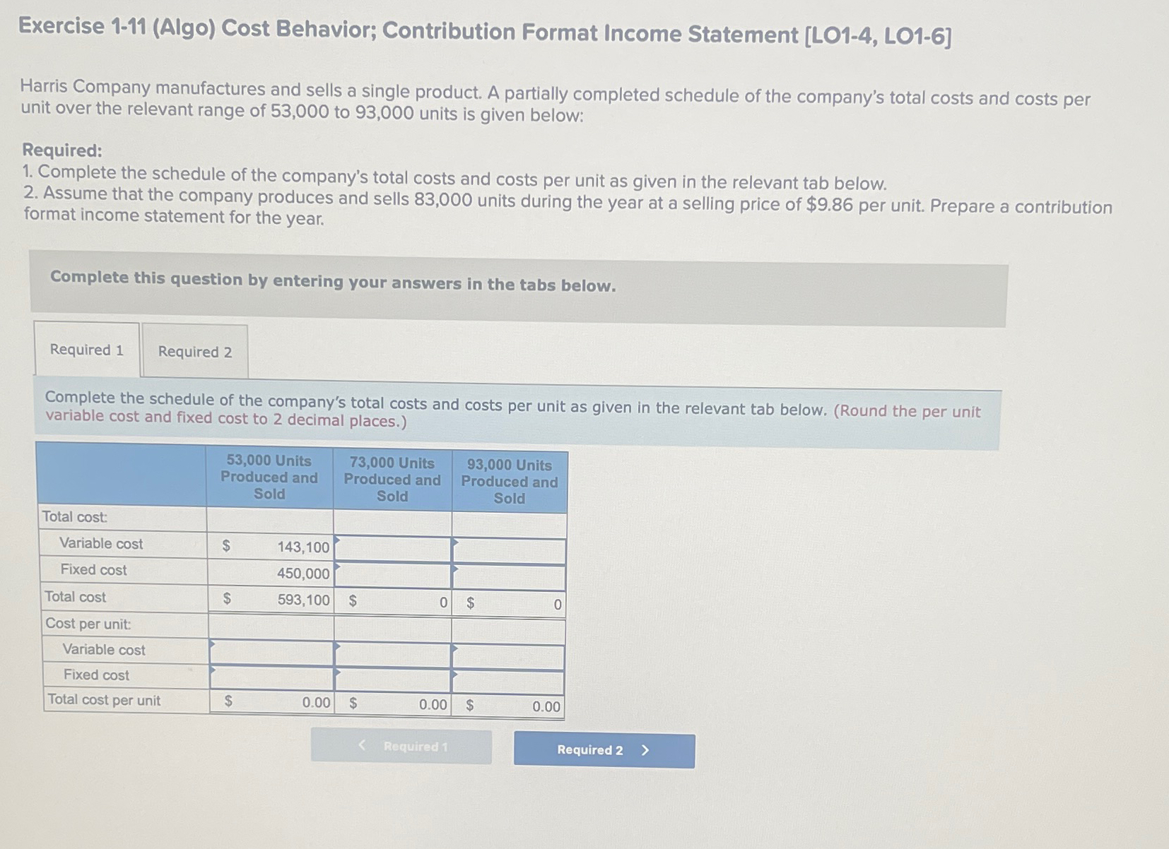 Solved Exercise 1-11 (Algo) ﻿Cost Behavior; Contribution | Chegg.com